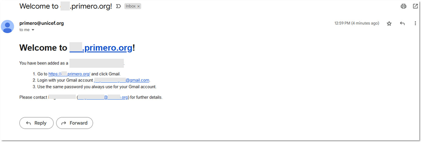 Signing into Primero with Gmail - Primero IMS - Primero Community